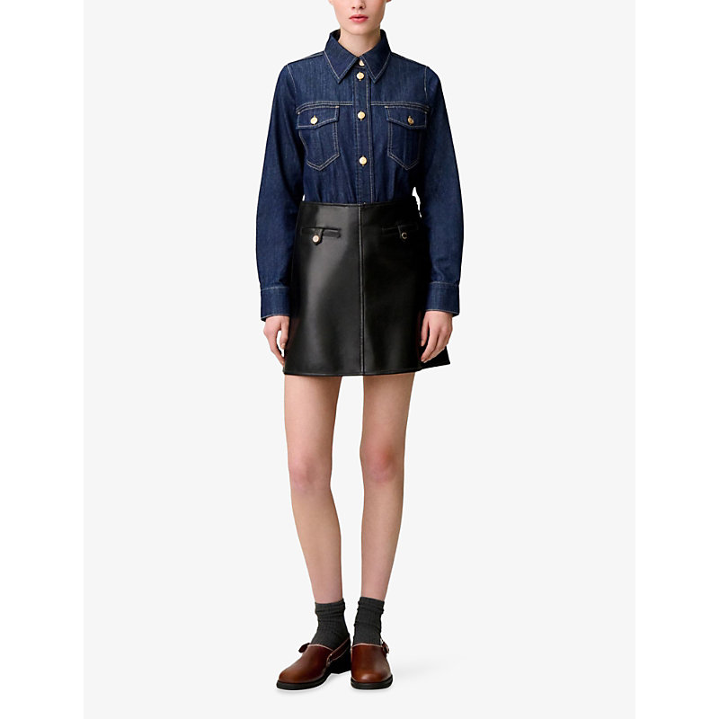 CLAUDIE PIERLOT Claudie Pierlot Long-Sleeved Denim Shirt with Chest Pockets
